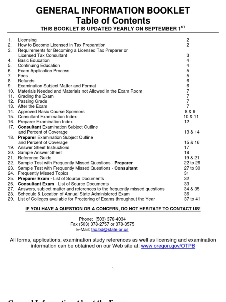 General Information Booklet: This Booklet Is Updated Yearly On ...