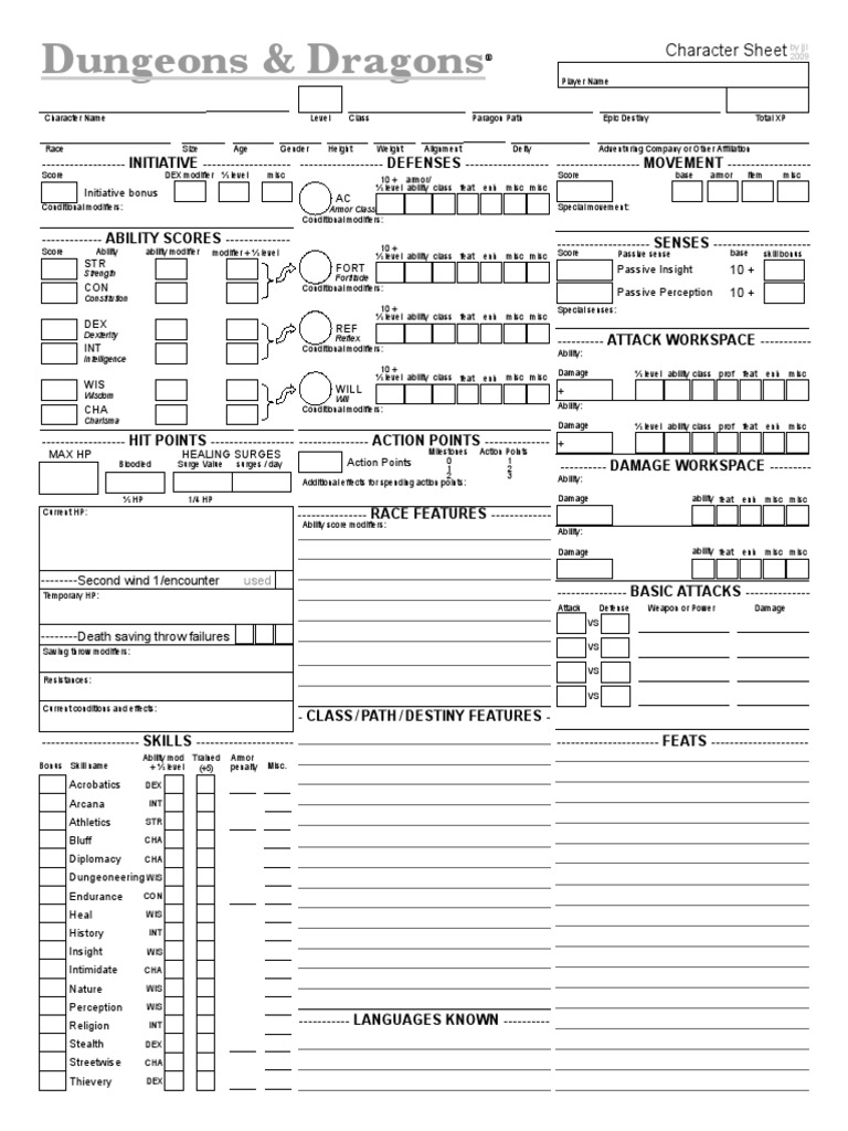 Dungeons & Dragons: Character Sheet | PDF | Entertainment | Dungeons ...