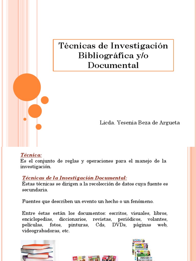 Técnicas de Investigación Documental | PDF