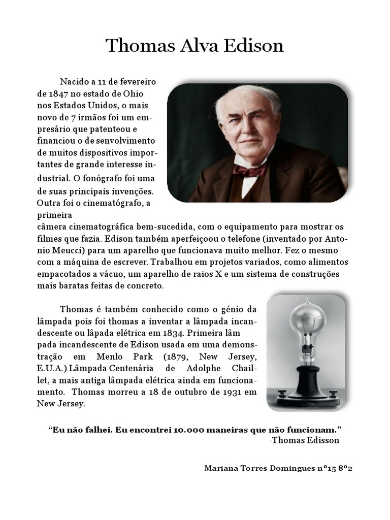 Thomas Alva Edison | PDF