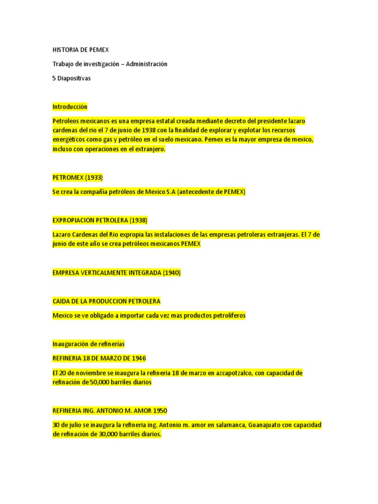 Historia de la Fundación de PEMEX | PDF | Petróleo | México