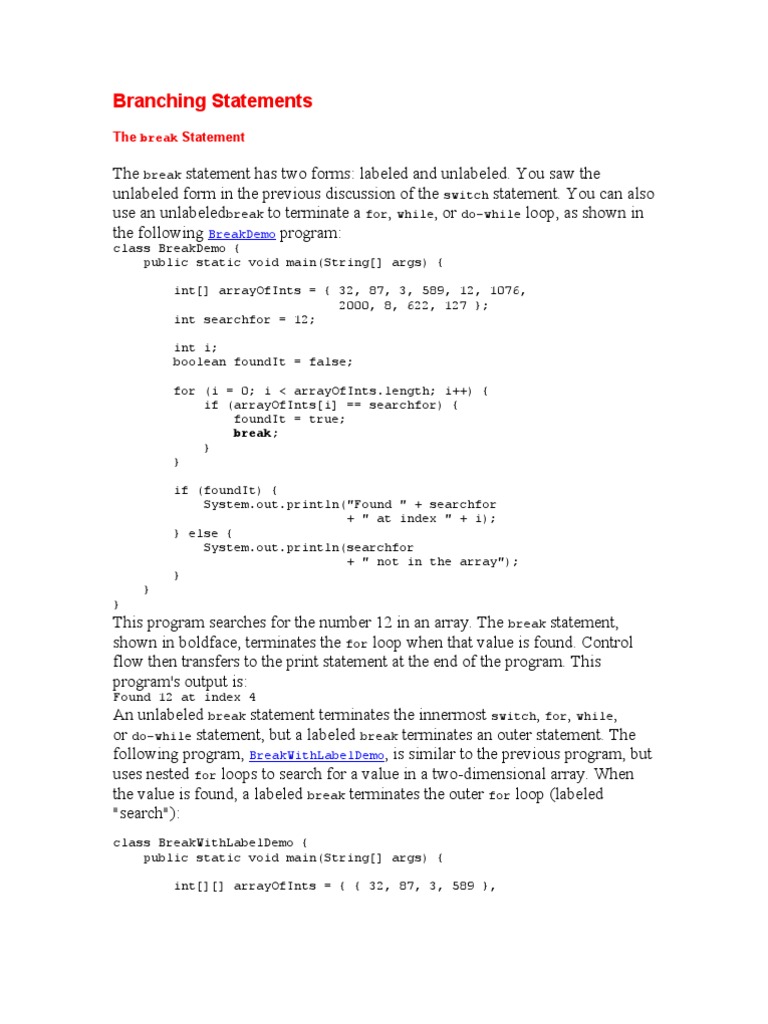 Branching Statements | PDF | Control Flow | Software Engineering