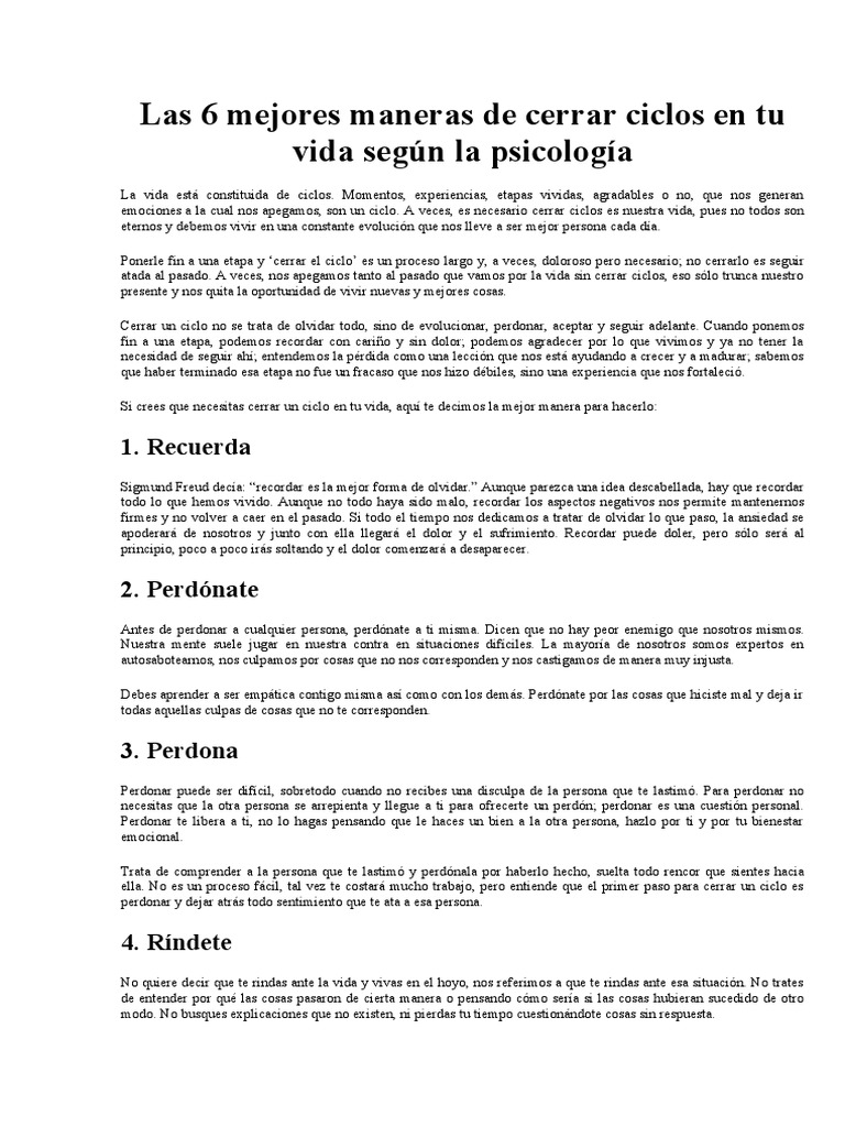 Cómo cerrar ciclos emocionales efectivamente | PDF | Dolor | Vida