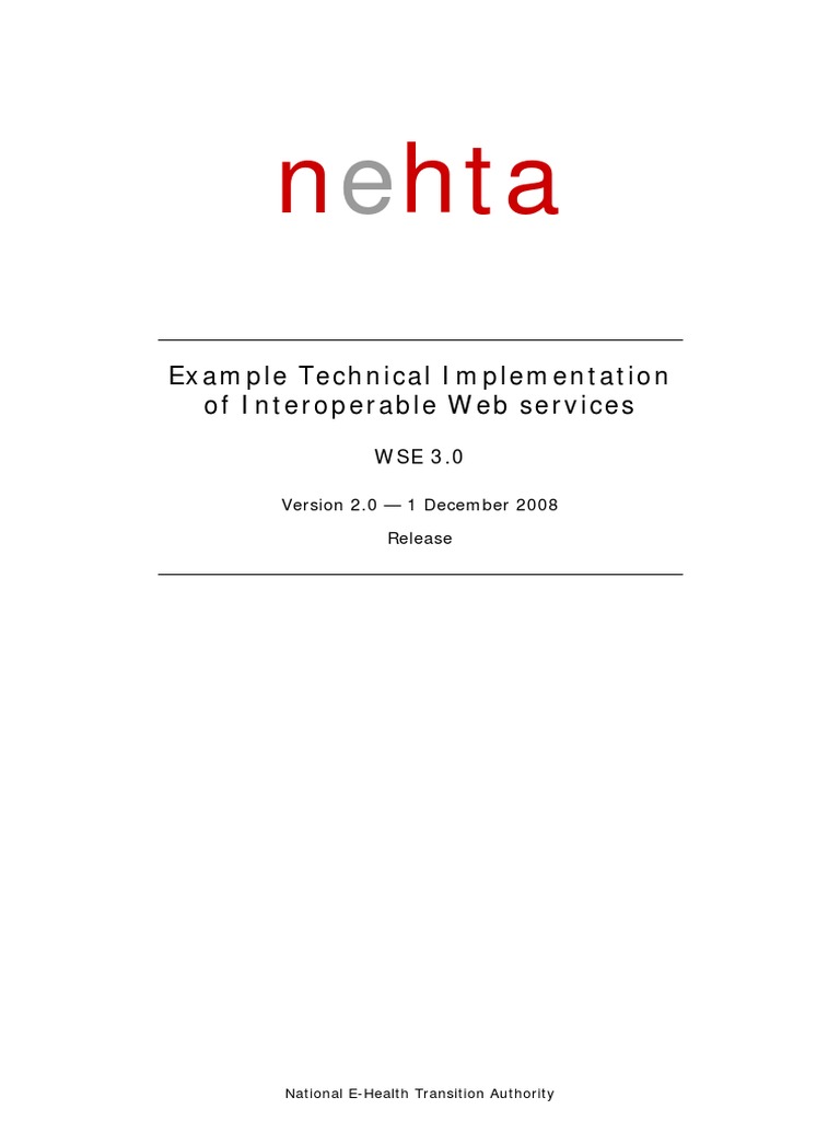 NEHTA 0330 2008-ETIIWS WSE v2.0 | PDF | Xml Schema | World Wide Web
