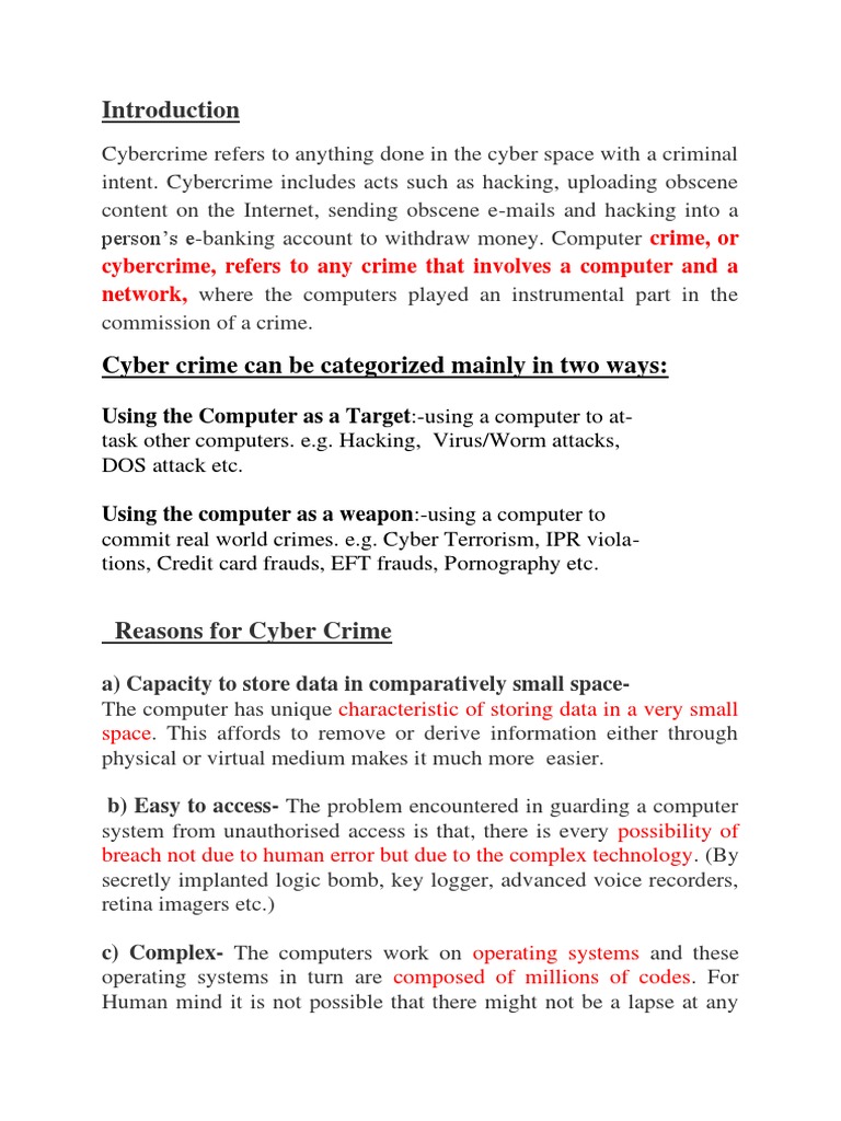 Cyber Crime Notes | PDF | Cybercrime | Security Hacker