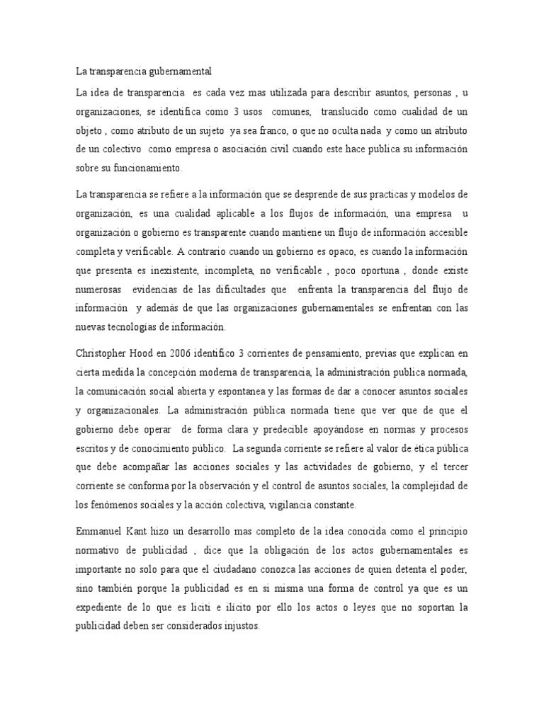 Transparencia Gubernamental: Clave y Retos | PDF | Administración ...