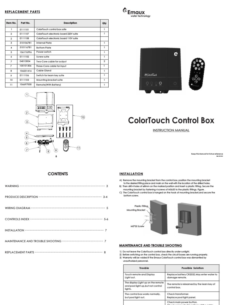 ColorTouch Control Box Instruction Manual | PDF | Mains Electricity ...