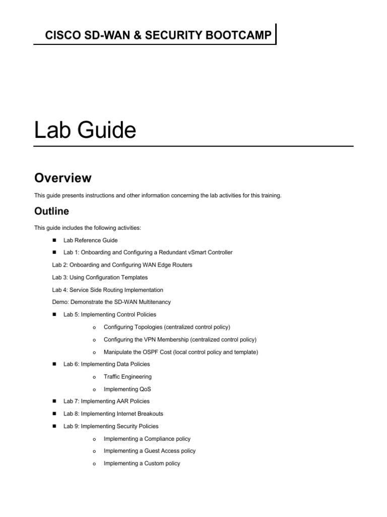 NIL CISCO SD-WAN & Security Bootcamp 20.1 - LG | PDF | Virtual Private Network | Router (Computing)