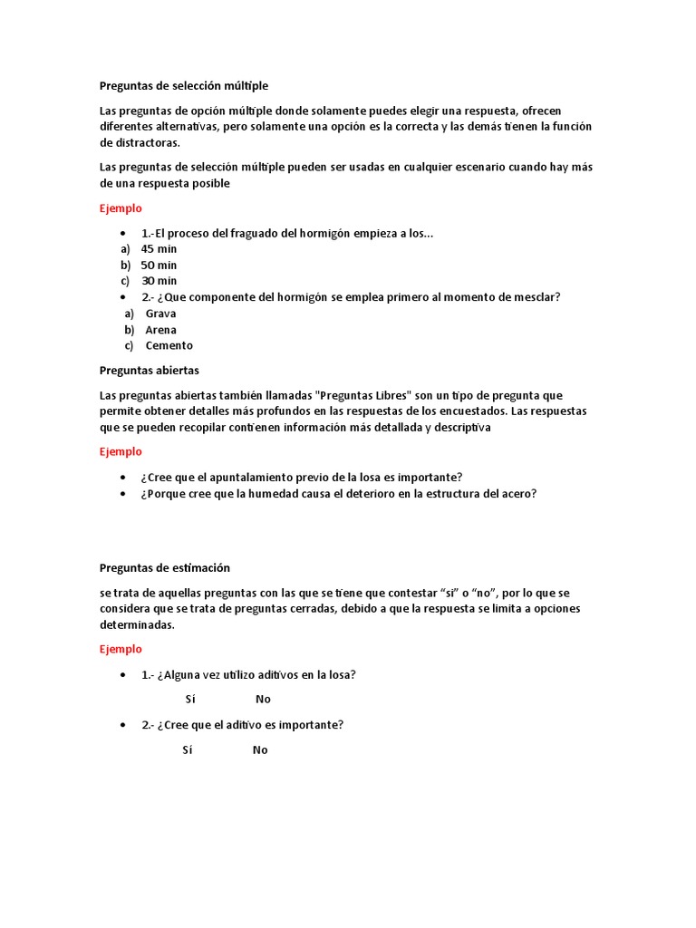 Ejemplos de Preguntas de Opción Múltiple | PDF