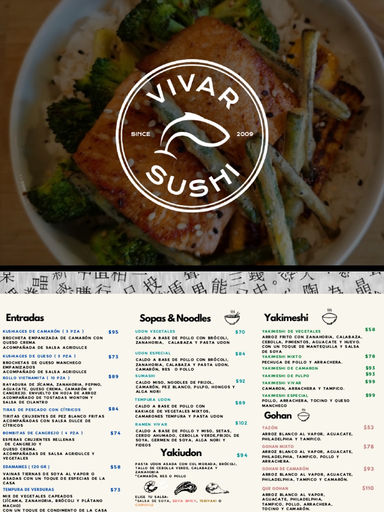 Menú Vivar Sushi | PDF | Alimentos | Cocina