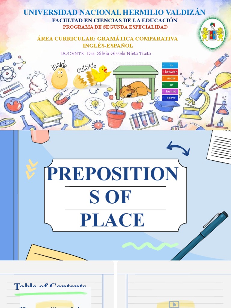 Prepositions of Place in English-Spanish | PDF