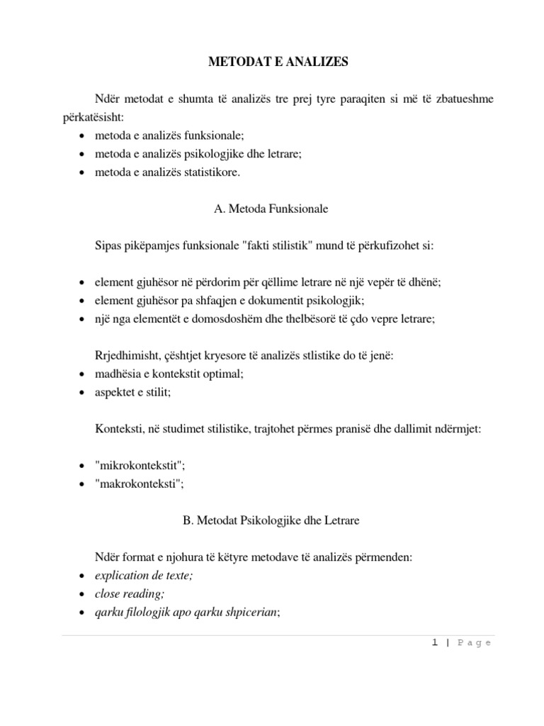 Metodat e Analizes | PDF