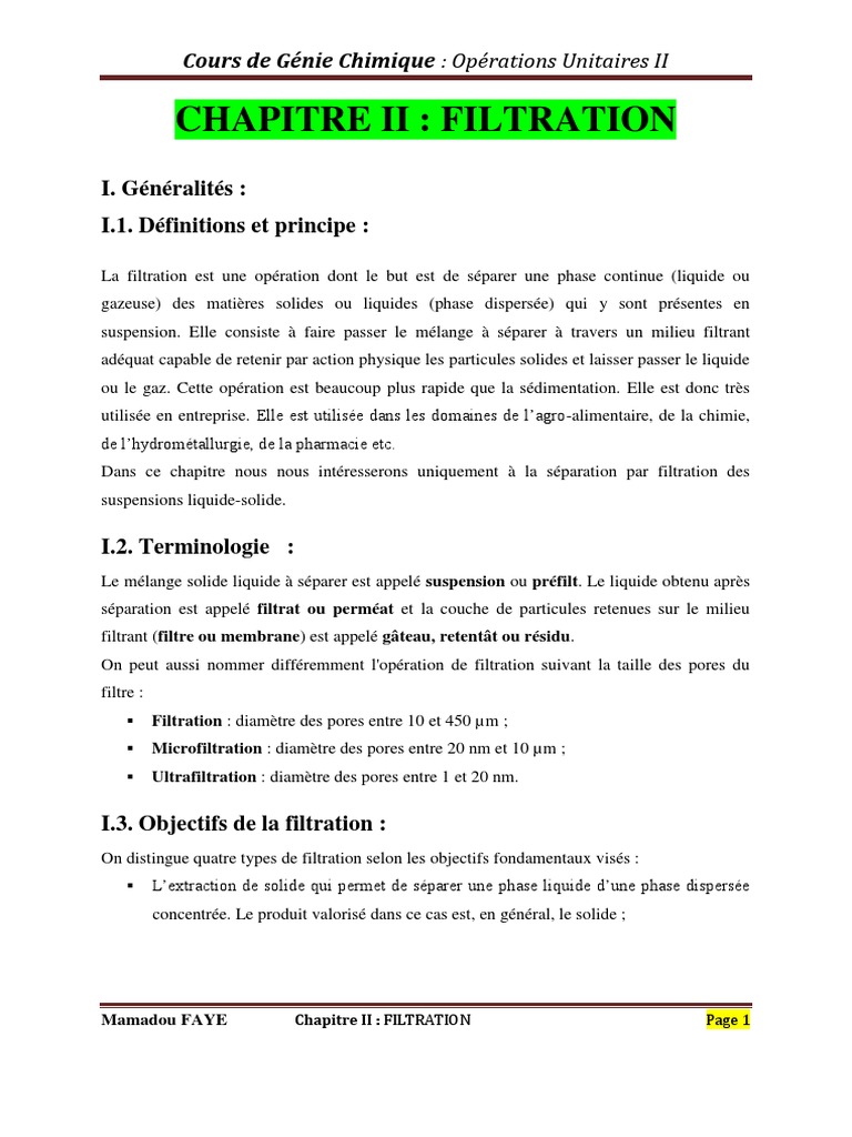 Principes et Types de Filtration | PDF | Filtration | Perméabilité (fluide)