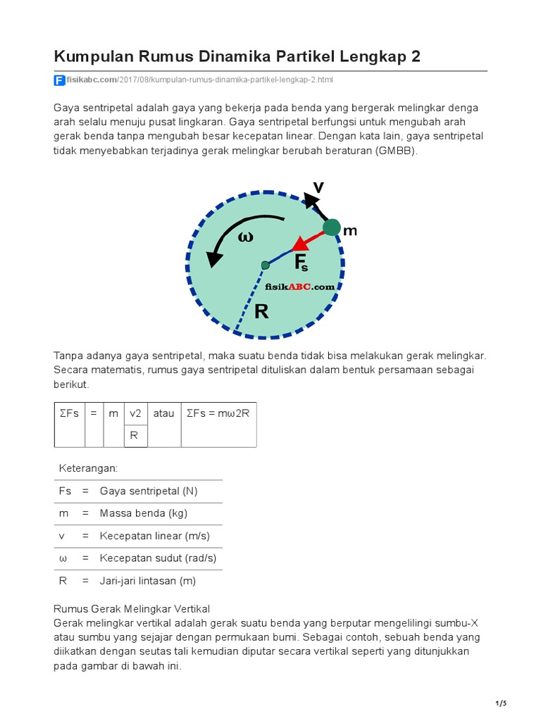 Kumpulan Rumus Dinamika Partikel Lengkap 2 | PDF