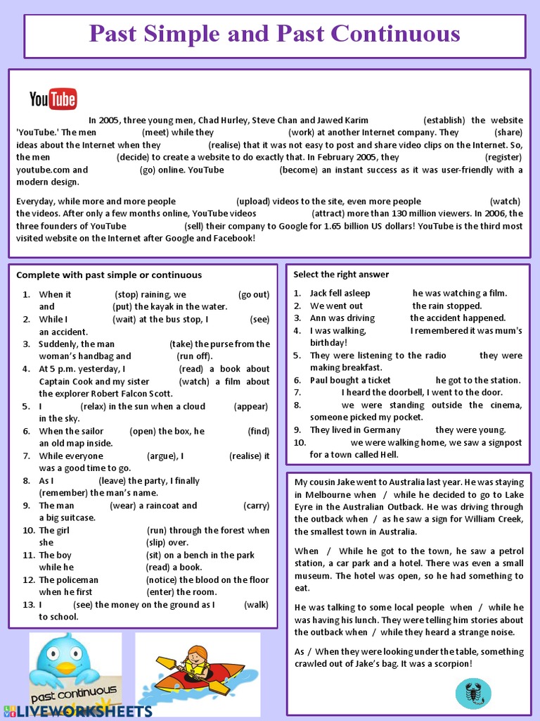 Past Simple and Cont | PDF | James Cook | You Tube