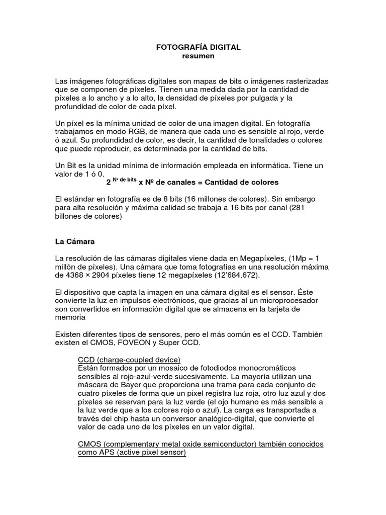 Guía Completa sobre Fotografía Digital | PDF | Píxel | Dispositivo de ...
