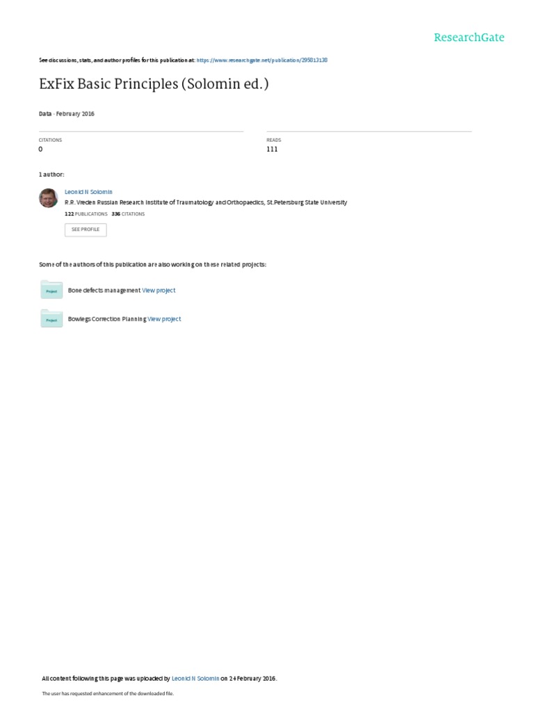 Exfix Basic Principles (Solomin Ed.) : February 2016 | Download Free ...