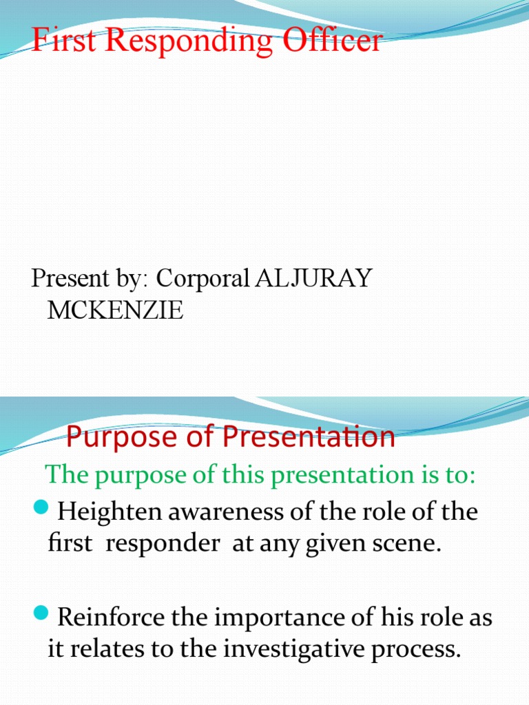 TSD First Responder Presentation | PDF | Crime Scene