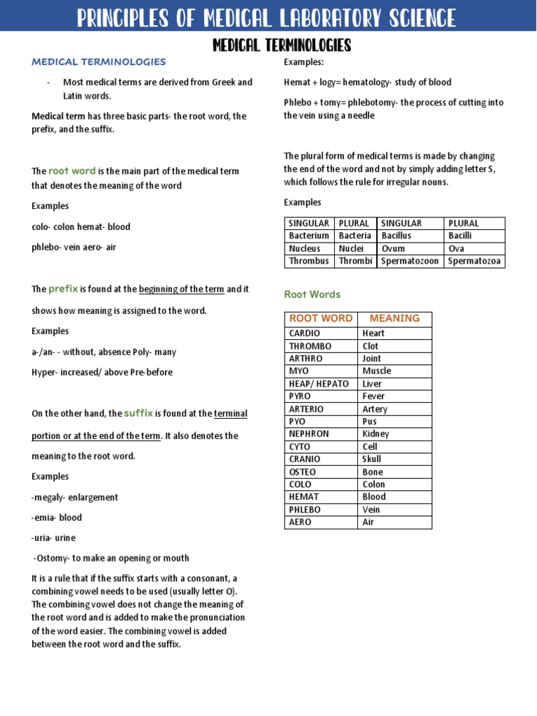 Root Word: Medical Term Has Three Basic Parts-The Root Word, The | PDF ...