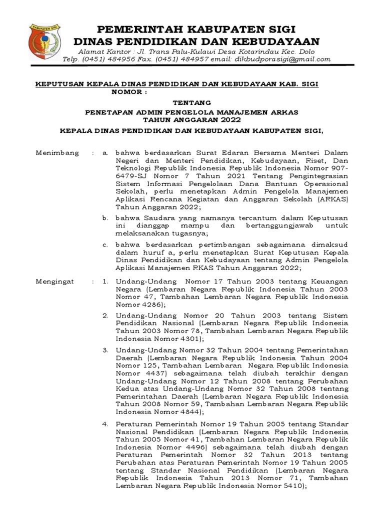 SK Admin RKAS SIGI 2019 | PDF