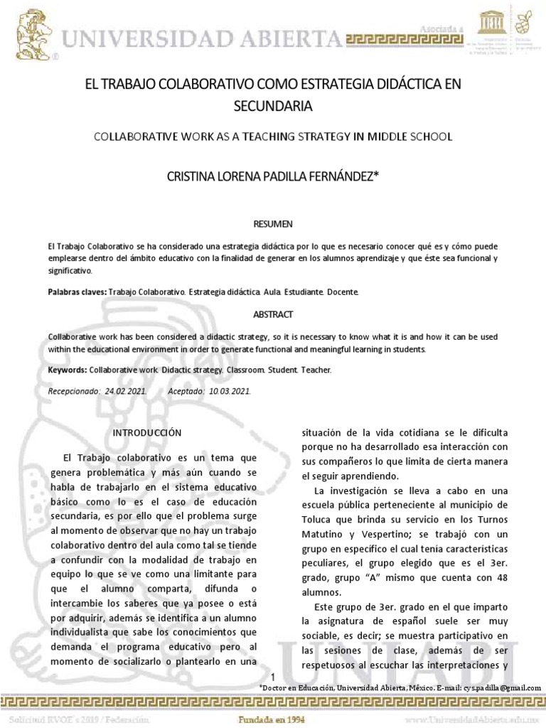 El Trabajo Colaborativo Como Estrategia Didáctica | PDF | Aprendizaje ... El Trabajo Colaborativo Como Estrategia Didáctica | PDF | Aprendizaje ...