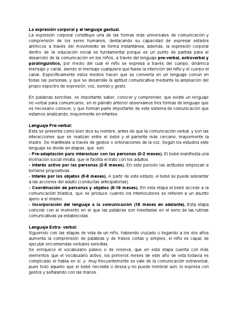 CLASE #11 - Didáctica de Expresión - Expresión Corporal y Lenguaje Gestual.-2 | PDF ...