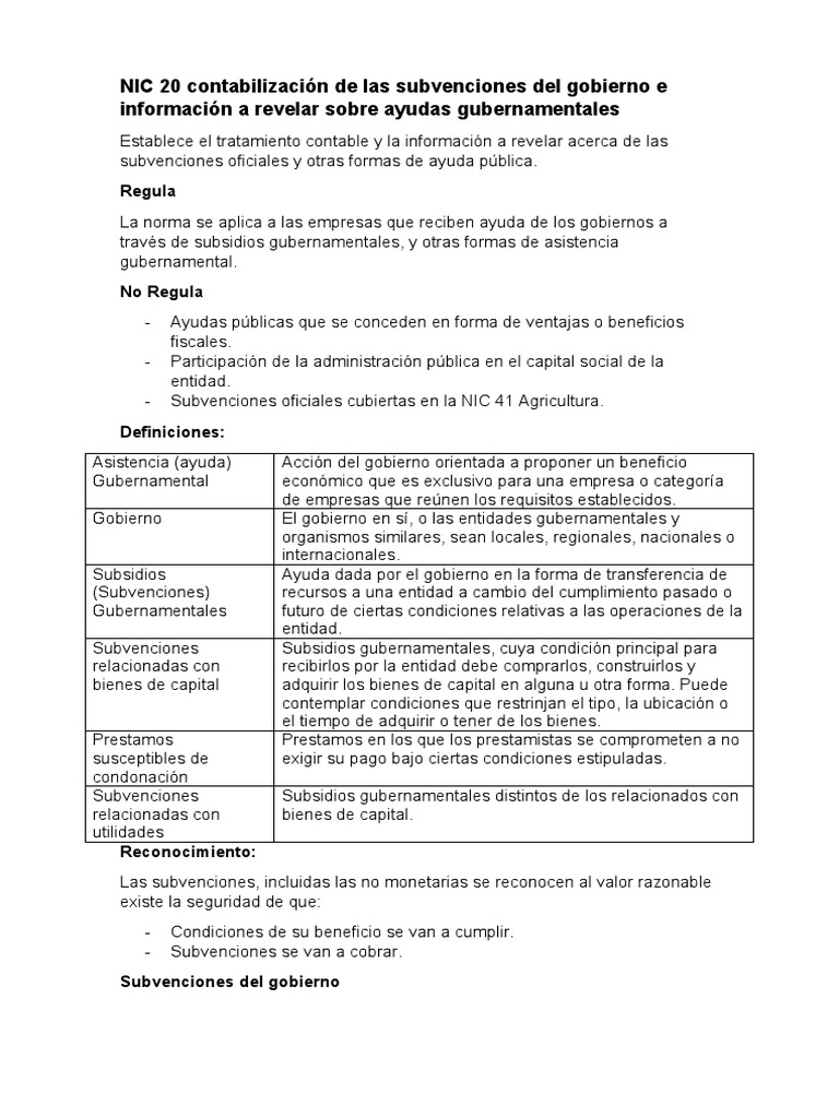 Nic 20 | PDF | Subvención | Otorgar dinero)