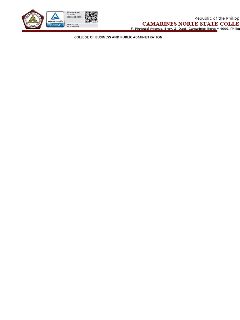 Camarines Norte State College: Republic of The Philippines | PDF