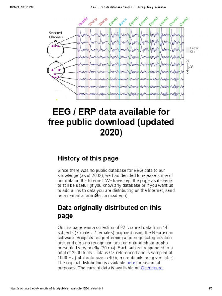 EEG / ERP Data Available For Free Public Download (Updated 2020) | Download Free PDF ...