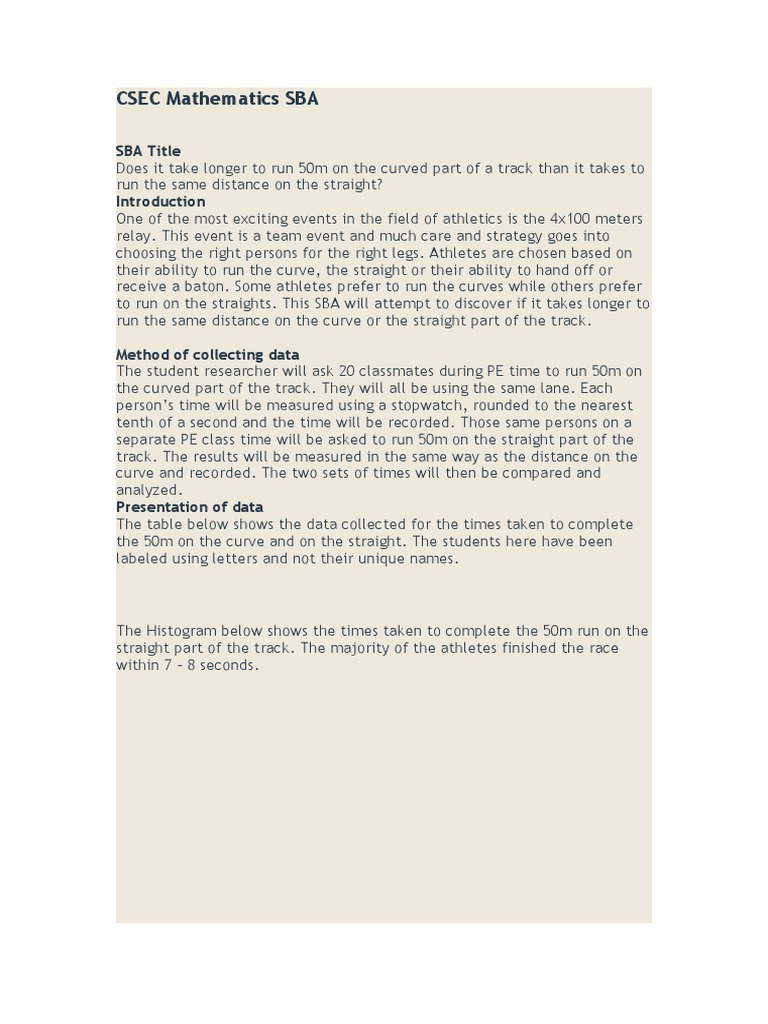 CSEC Mathematics SBA | PDF | Histogram | Scientific Method