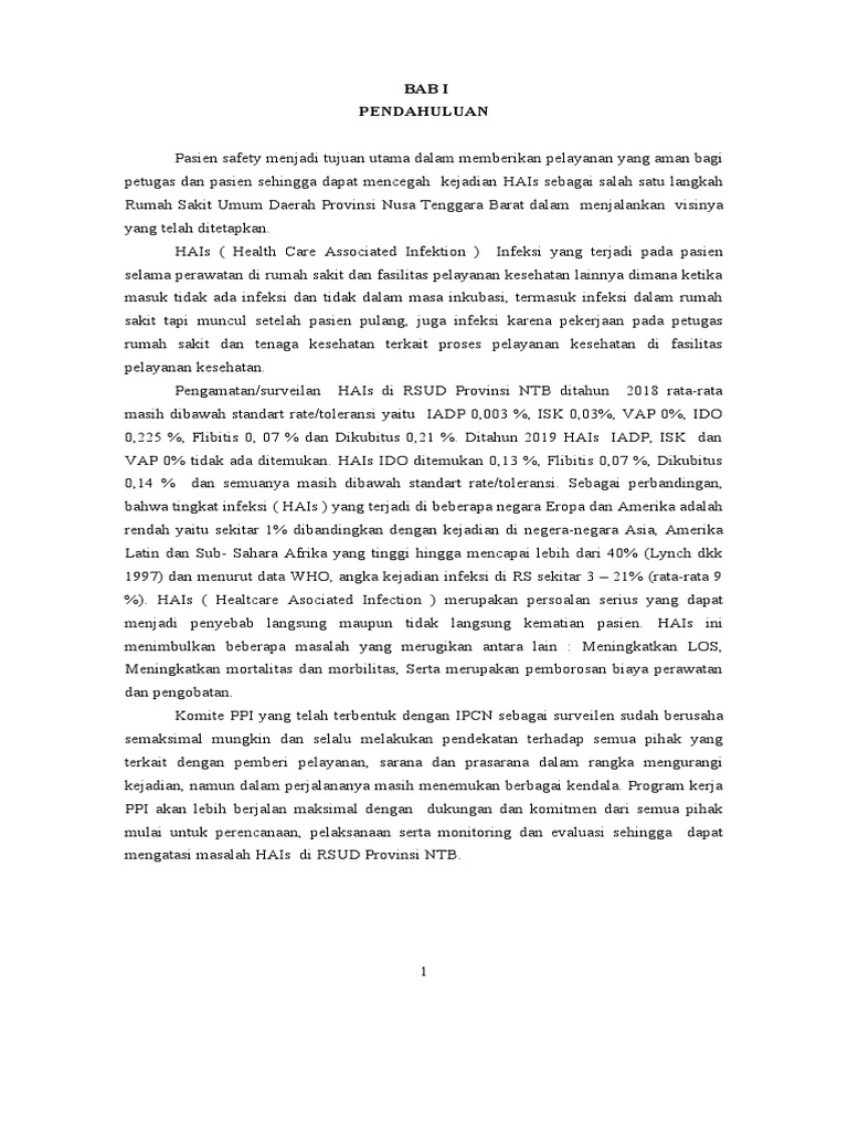 LAPORAN HAIs RSUD PROV 2019 | PDF