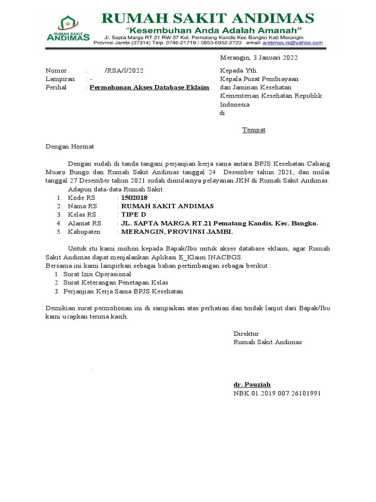 Surat Permohonan Kemenkes TTG Eklaim | PDF