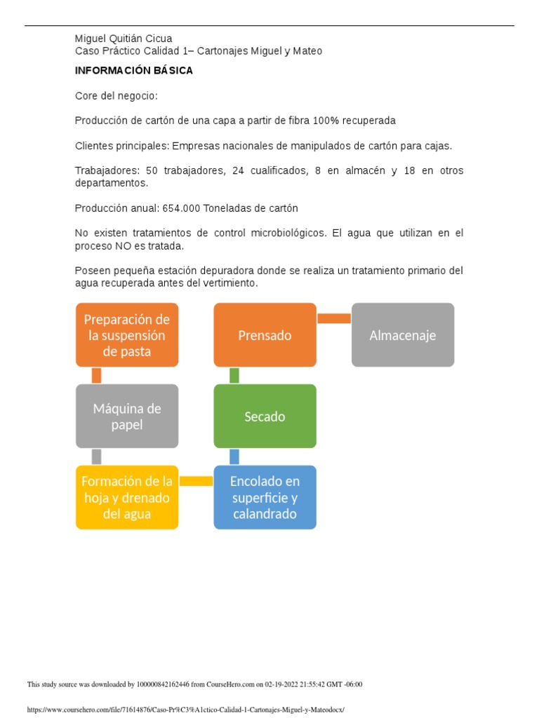 Caso PR Ctico Calidad 1 Cartonajes Miguel y Mateo | PDF | Business