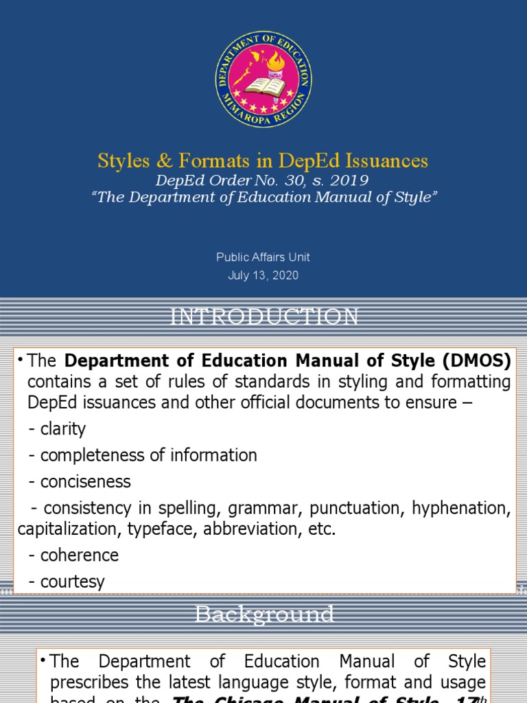 DepEd Manual of Style Guidelines | PDF | Madam | Writing