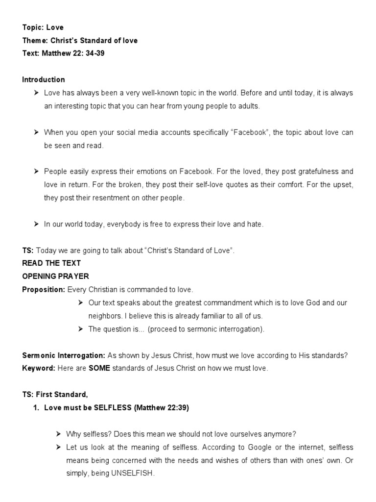 Christ's Standard of Love | PDF | Love | Gospel Of Matthew