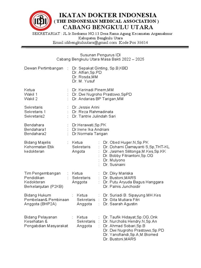Susunan Pengurus Idi-3 | PDF