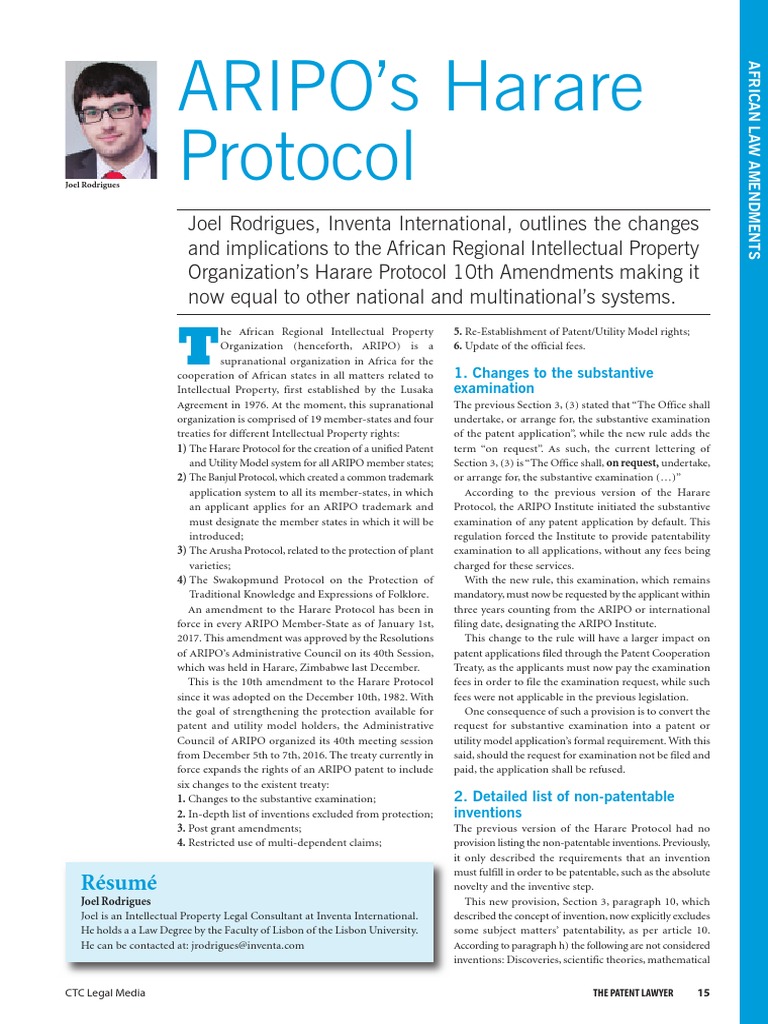 ARIPO Harare Protocol Amendments Explained | PDF | Patent ...