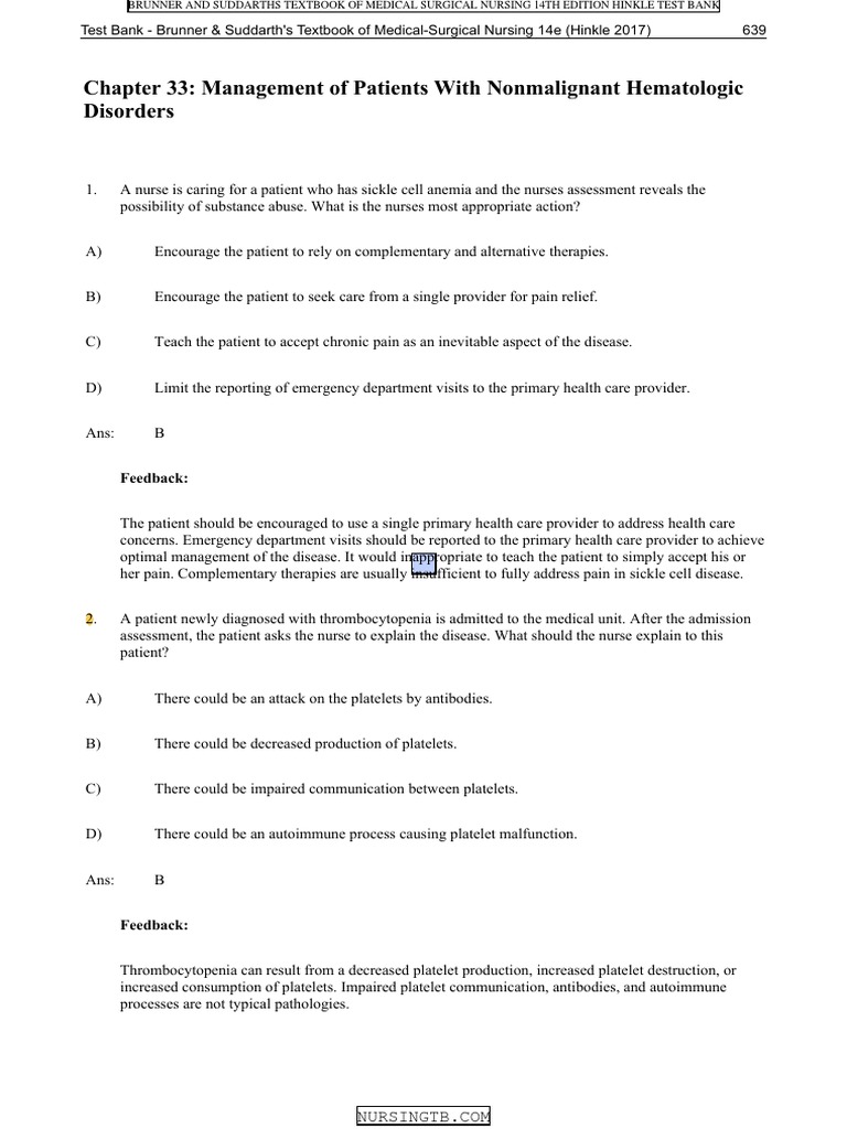 Chapter 33: Management of Patients With Nonmalignant Hematologic Disorders | PDF | Anemia | Bleeding