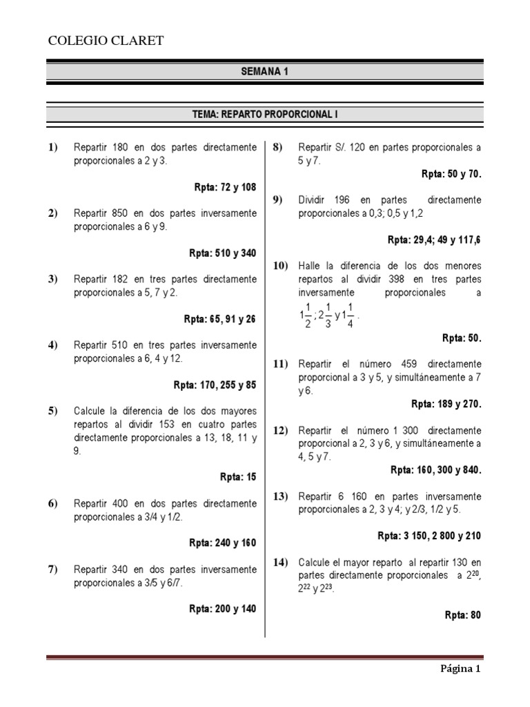 Reparto y Regla de Tres | PDF