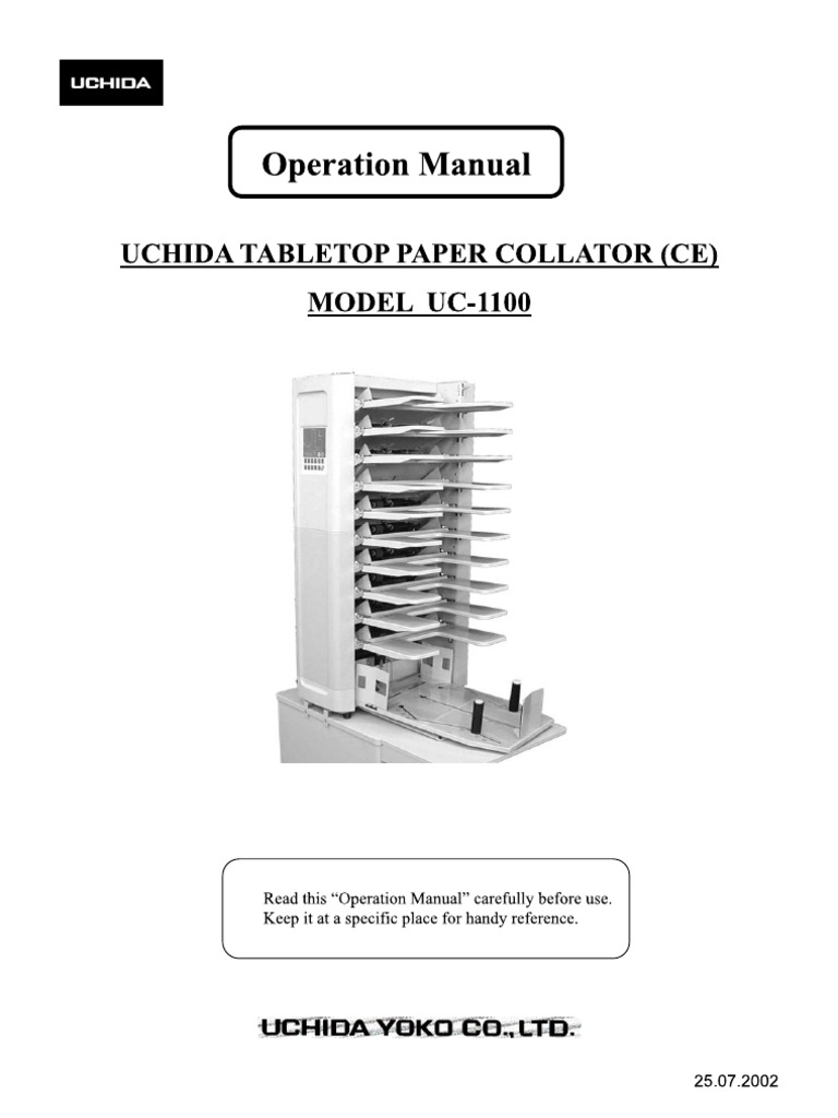 Uchida UC1100 Operation Manual | PDF