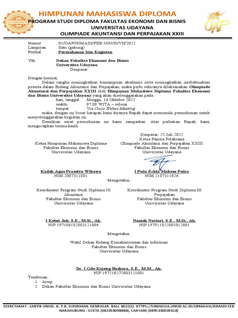 Surat Izin Kegiatan OAP Online | PDF