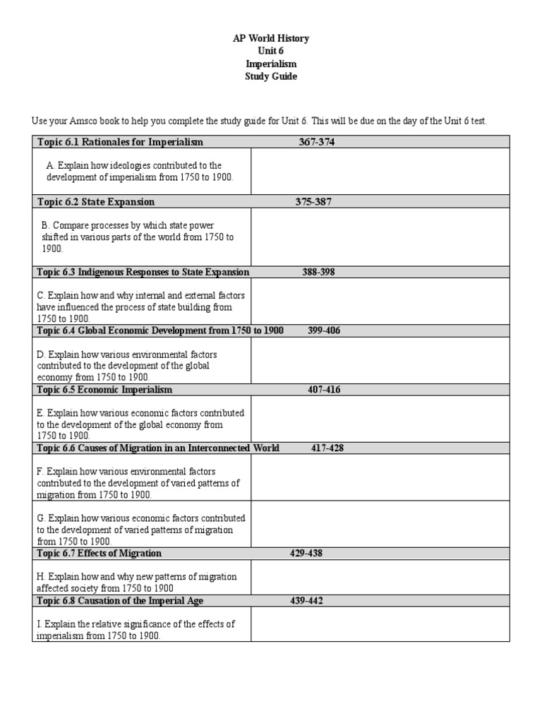 Unit 6 Study Guide | PDF