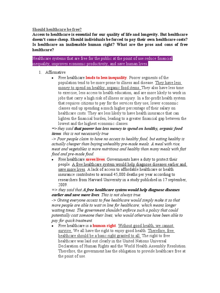 Should Healthcare Be Free | PDF | Health Care | Universal Health Care