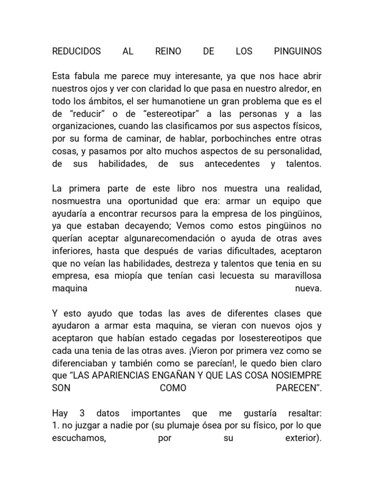 Resumen Los Pinguinos | PDF