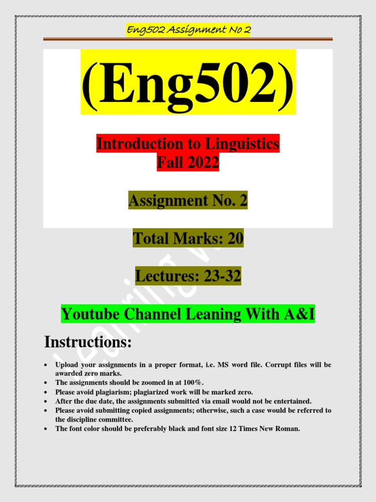 Eng502 Assignment 2 2022 | PDF | Semantics | Noun