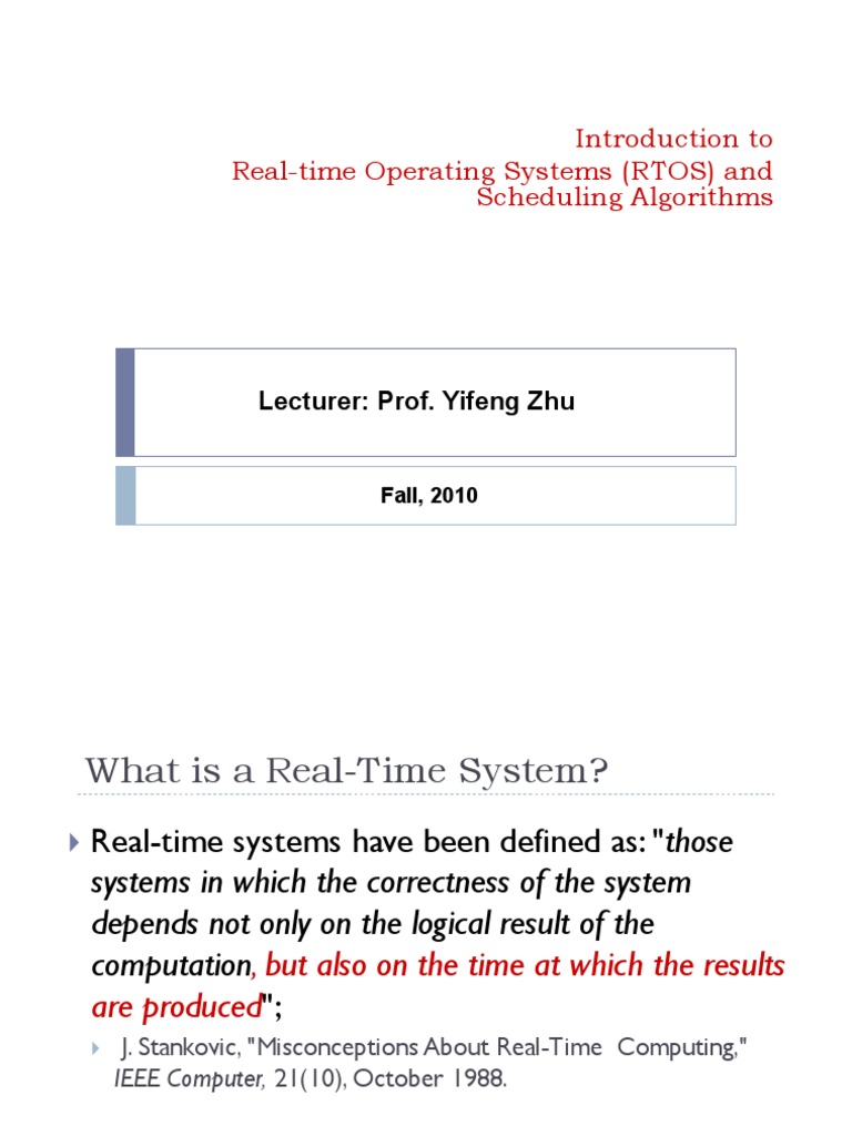 Introduction To Real-Time Operating Systems (RTOS) and Scheduling Algorithms | PDF | Real Time ...