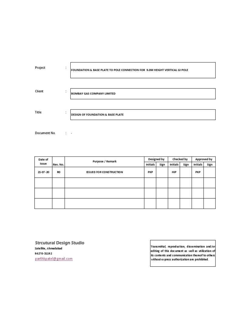 Design of Base Plate & Foundation | Download Free PDF | Structural ...