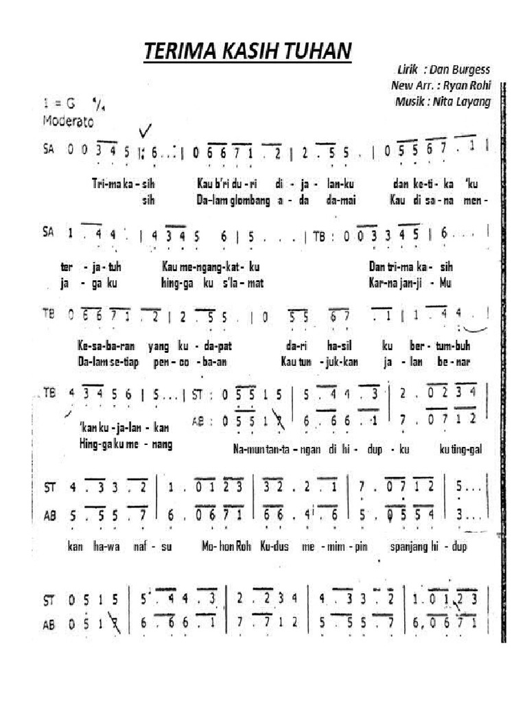 Terima Kasih Tuhan SATB | PDF