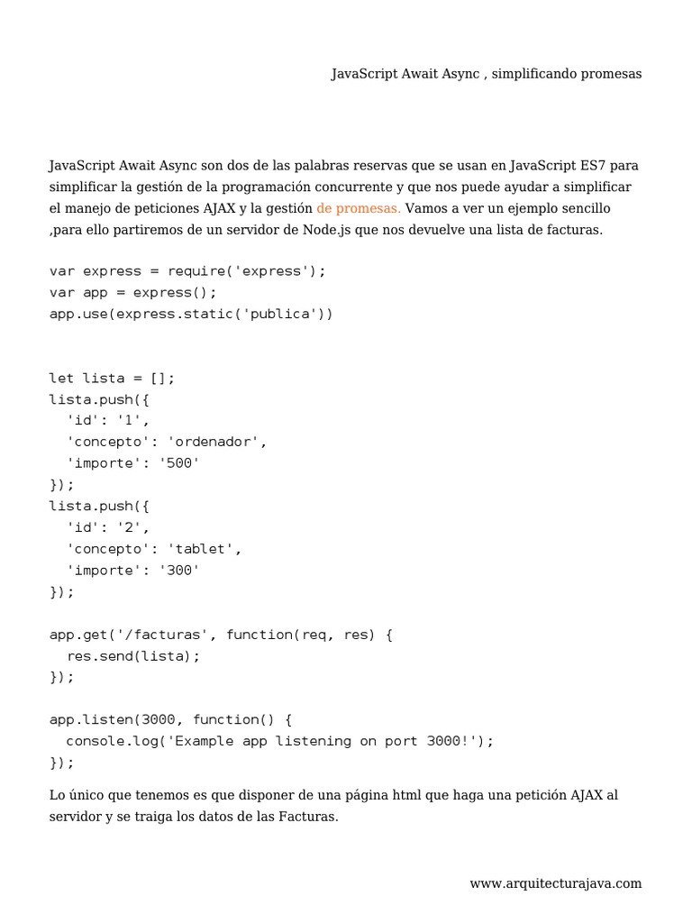 JavaScript Await Async, Simplificando Promesas | PDF | Script Java | J Query
