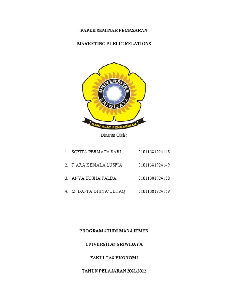 Seminar Pemasaran Public Relations | PDF